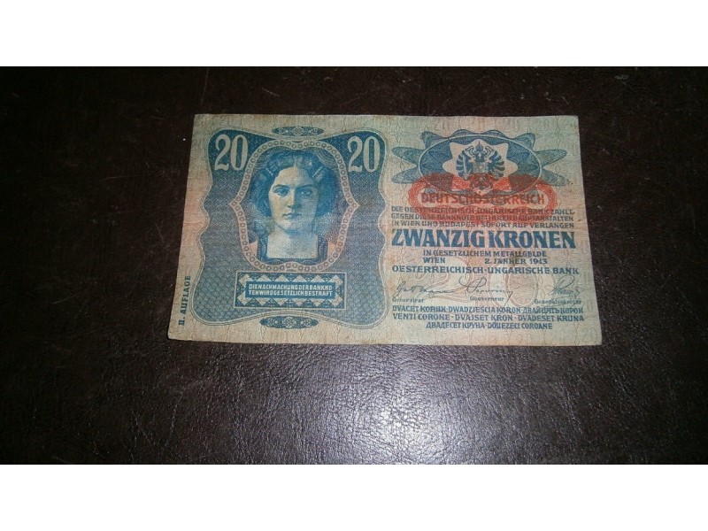 AUSTRIA 20 KRONEN 1913
