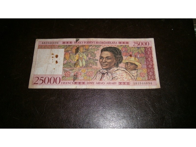 MADAGASCAR 25.000 FRANCS 1998