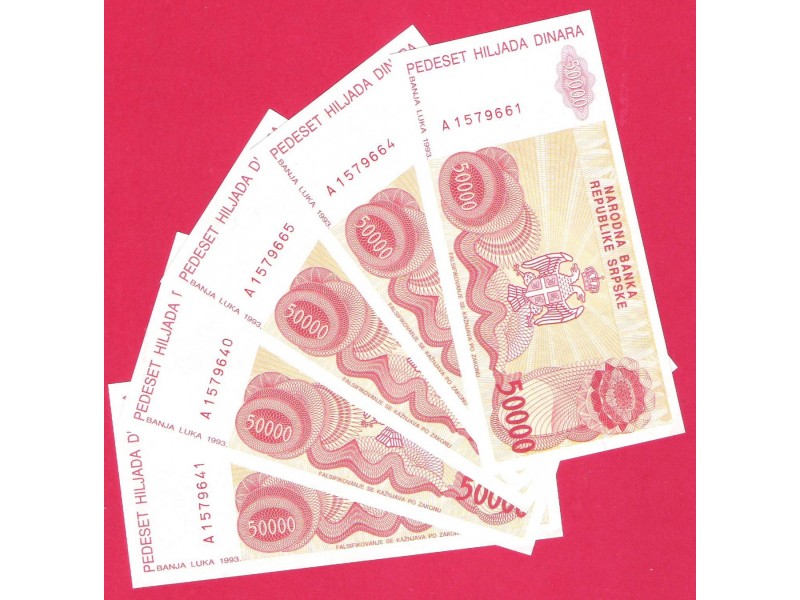 5x Novcanica 1993-,godina- UNC
