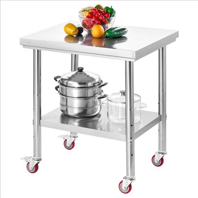 Kuhinjski Radni Sto Inox Na Tockicima 76x60x85cm