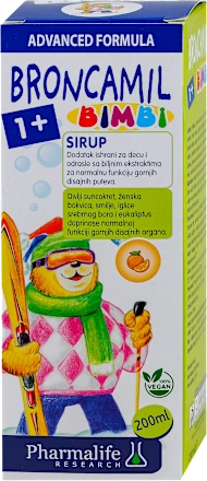 Pharmalife
BRONCAMIL BIMBI sirup za decu 1+god., dodatak ishrani, 200 ml
Dodatak ishrani