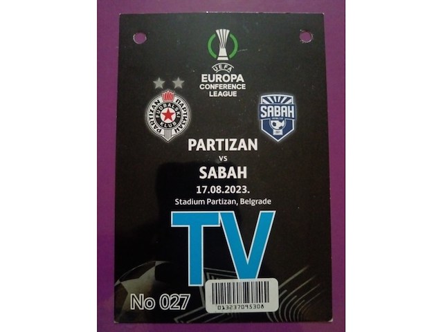 Partizan-Sabah 17.8.2023 novinarska propusnica