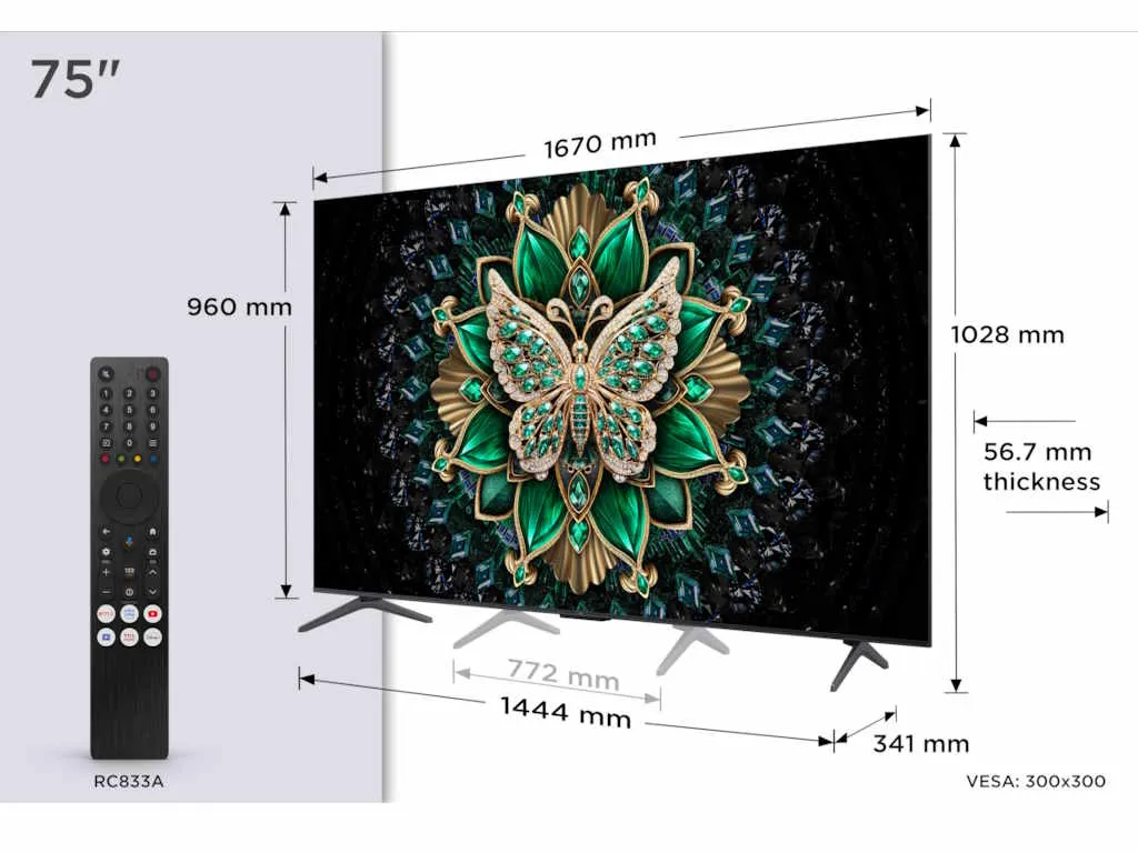 Televizor TCL 75C6K/QLED-Mini LED/75"/4K UHD/144Hz/Google TV/crna