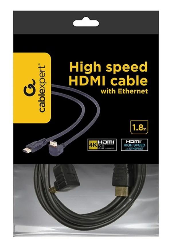 CC-HDMI490-6 Gembird HDMI kabl 4K UHD, Ethernet, konektor pod uglom 90 stepeni 1,8m A