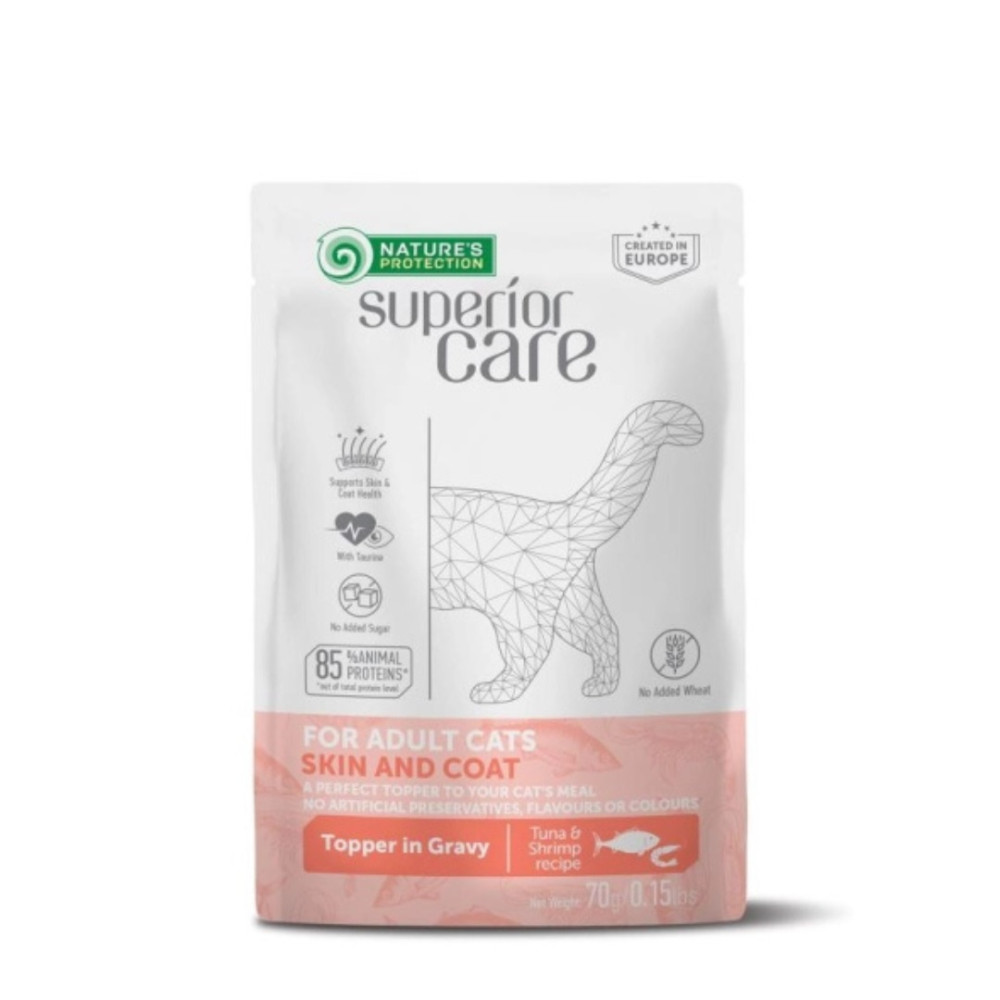 Nature's Protection Superior Care preliv za mačke - Adult Tuna&Shrimps Skin&Coat 70g