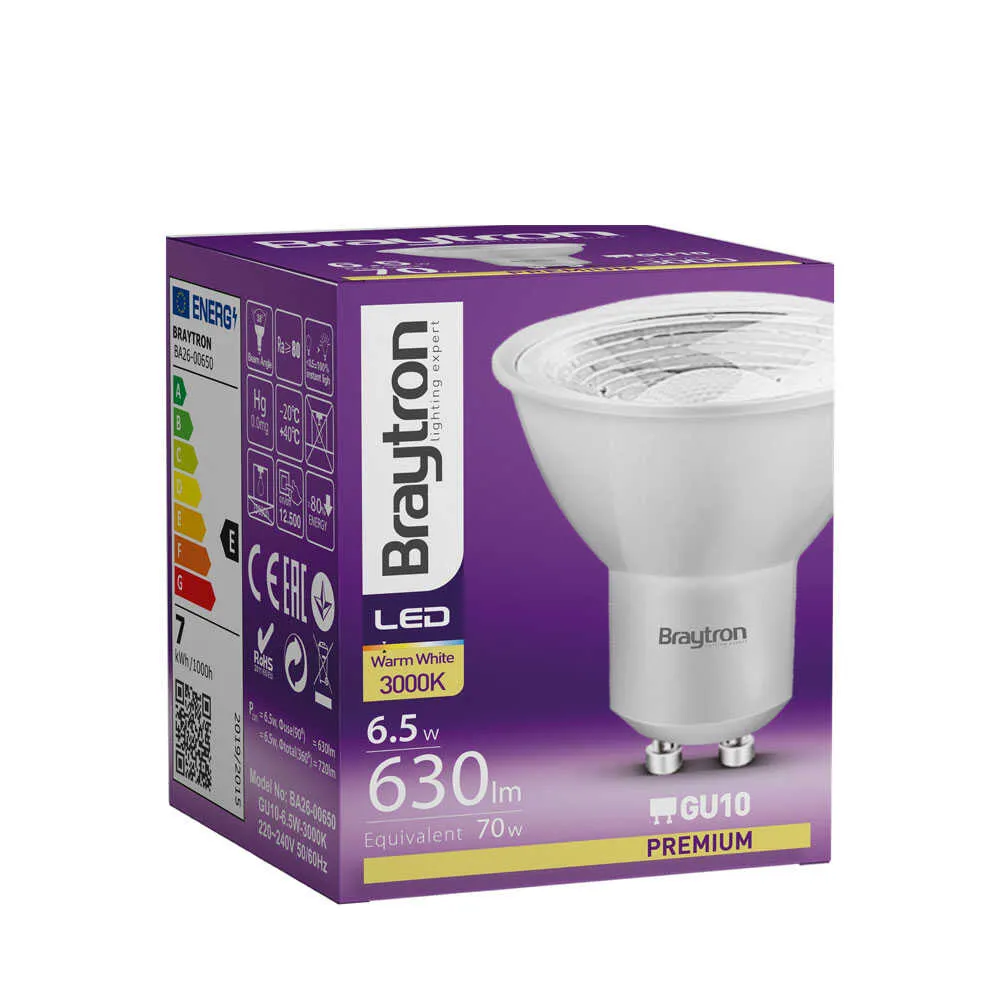 PREMIUM 6,5W GU10 38D 3000K LED BULB
