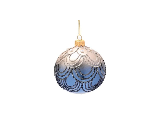 Novogodišnja kugla - Celestial Blue, Circular Hand Decorated Ornamental
