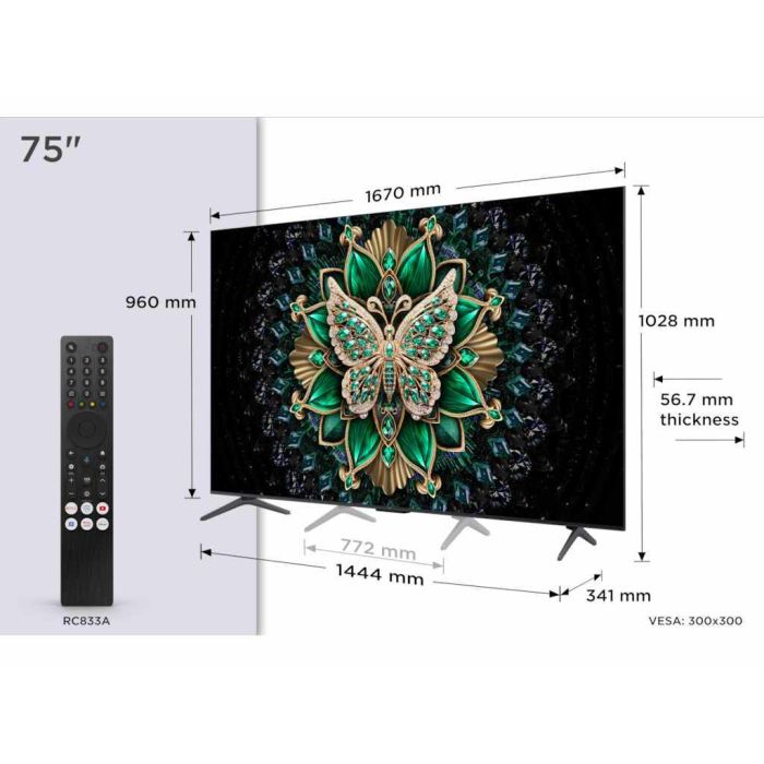Televizor TCL 75C6K/MiniLED-QLED/75"/4K UHD/144Hz/Google TV/crna