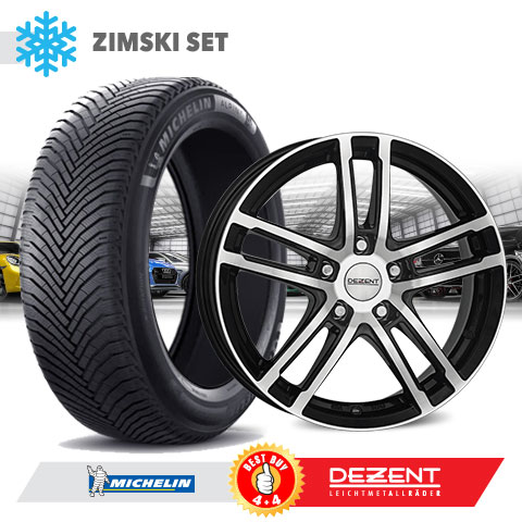 225/55 R17 SET Z MICHELIN + DEZENT TZ BLK POL 5/112 + TPMS