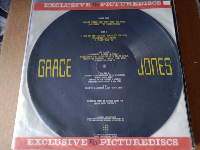 Grace Jones, Picture Disc, England Press, Mint