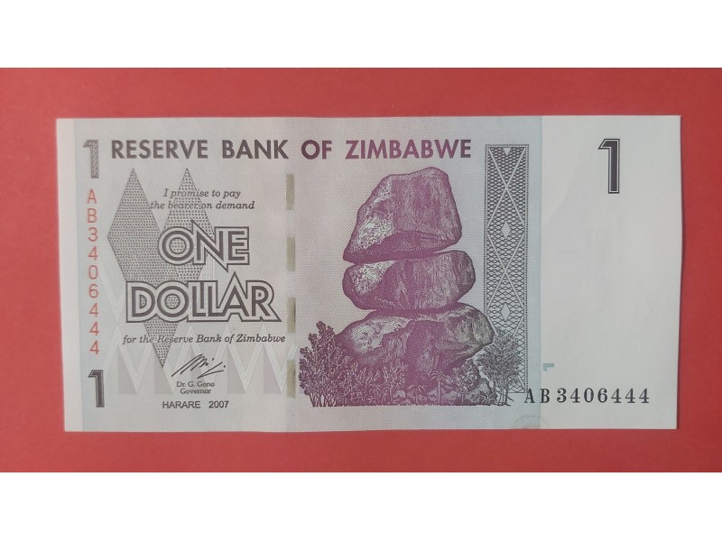 1 dollar 2007 god Zimbabwe UNC