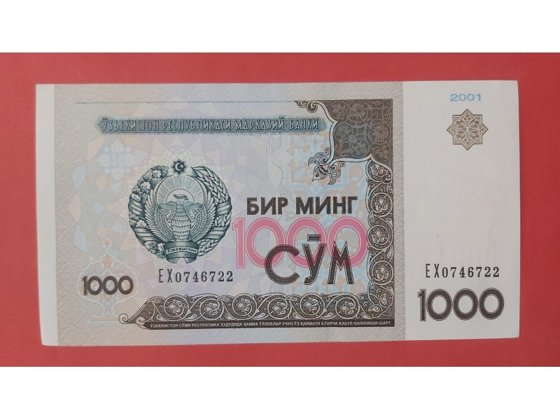1.000 sum 2001 god Uzbekistan UNC