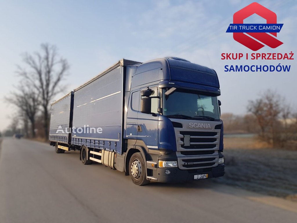 Scania R 410 kamion sa klizna zavesa cerada nakon udesa + prikolica sa kliznom ceradom