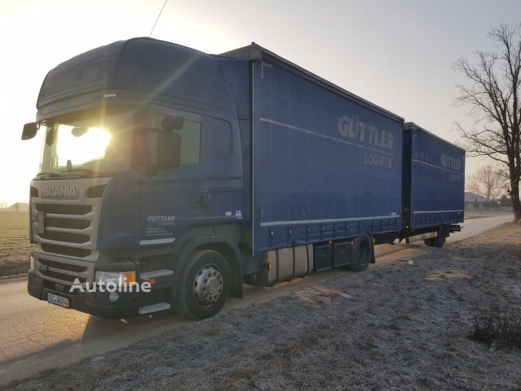 Scania R 410 kamion sa klizna zavesa cerada + prikolica sa kliznom ceradom