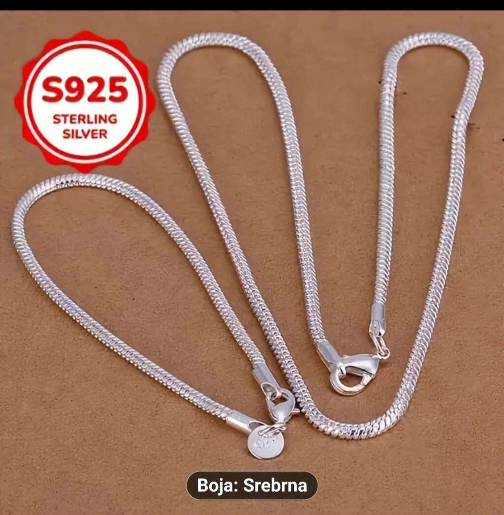 Lanac i narukvica od srebra S925 (sterling silver) – boja: srebrna. -