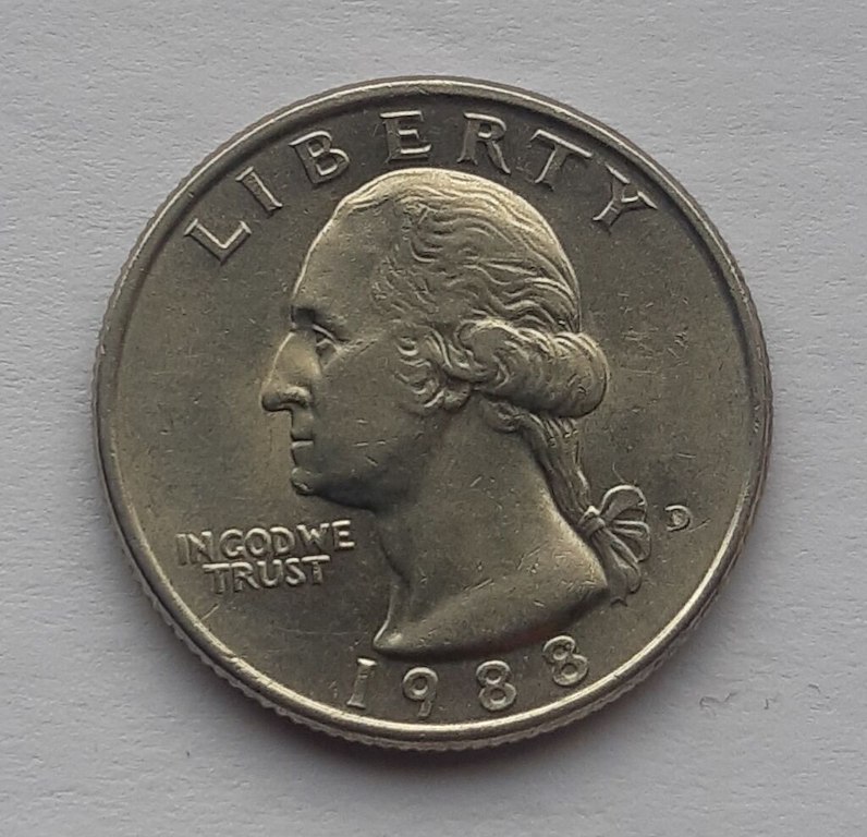 Predmet: Američki kvartal (25 centi) – Washington Quarter, 1988 D
