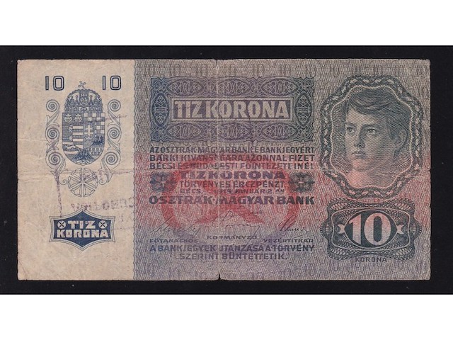 JUGOSLAVIJA --- SHS --10 KRONEN 1915 --PECAT SUBOTICA
