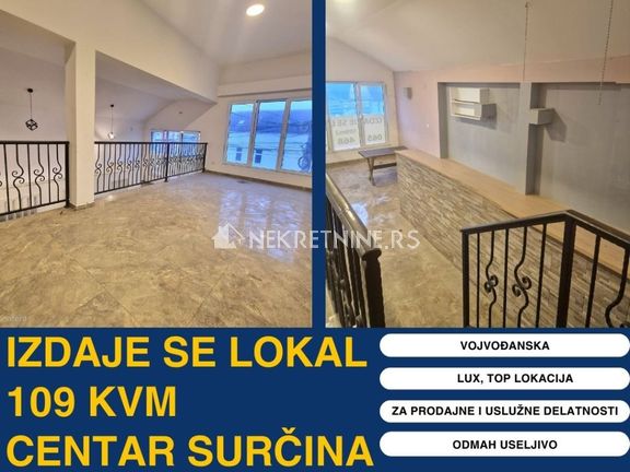 109 m² –Centar Surčina, korišćen kao ugostiteljski objekat