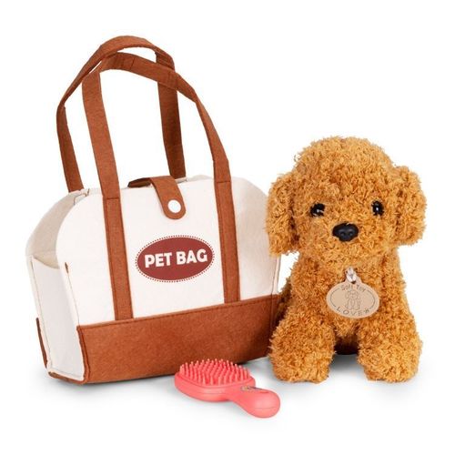 Eco Toys Plišana Igračka Za Decu, Štene Brown Poodle, Torba + Četka Za Negu