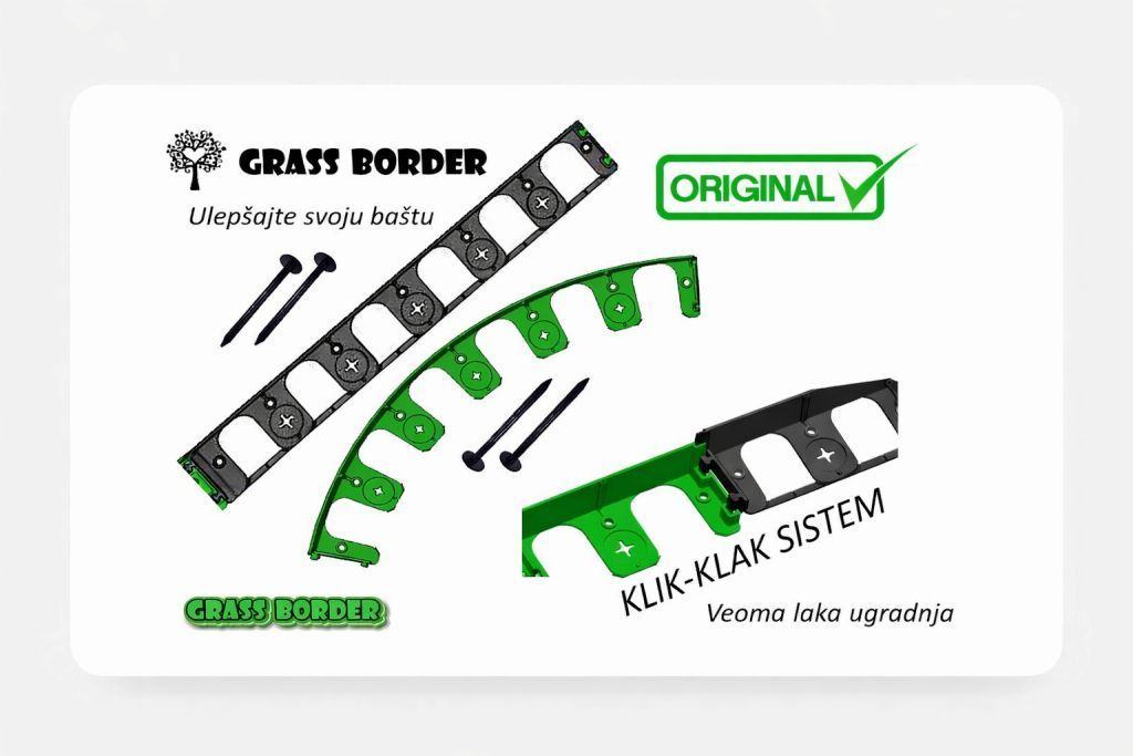 Graničnik za travu, oblutak, malč – 1m-5cm visine – Grass Border-zeleni