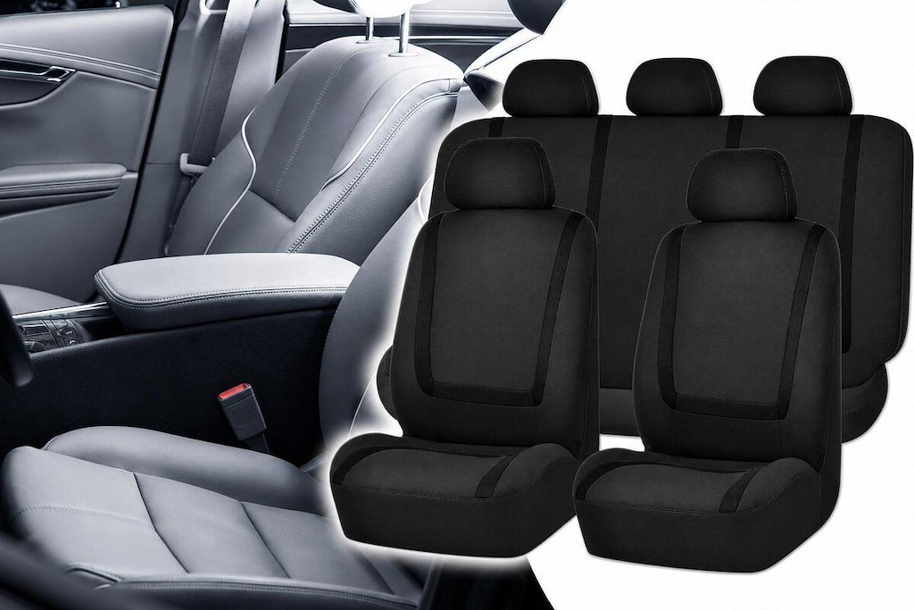 Univerzalna presvlaka za auto sedišta + jastuci SeatsUniver, crna    Zaštita sedišta