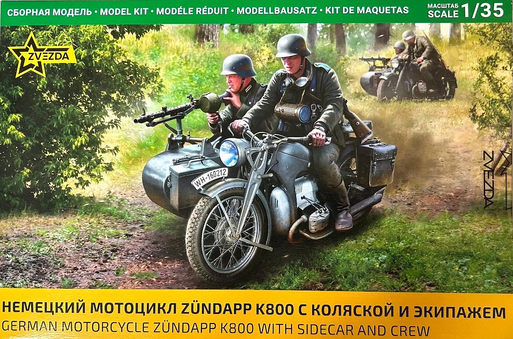ZVEZDA 1/35 German Motocycle Zündapp K800 with sidecar and crew