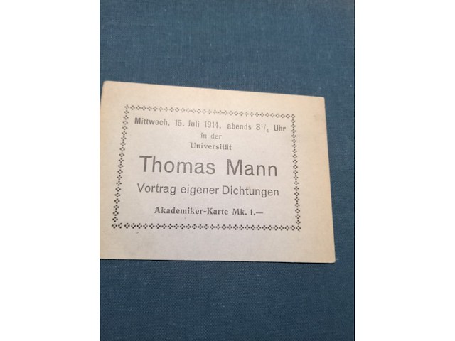 THOMAS MANN VORTLAG... 15.7.1914