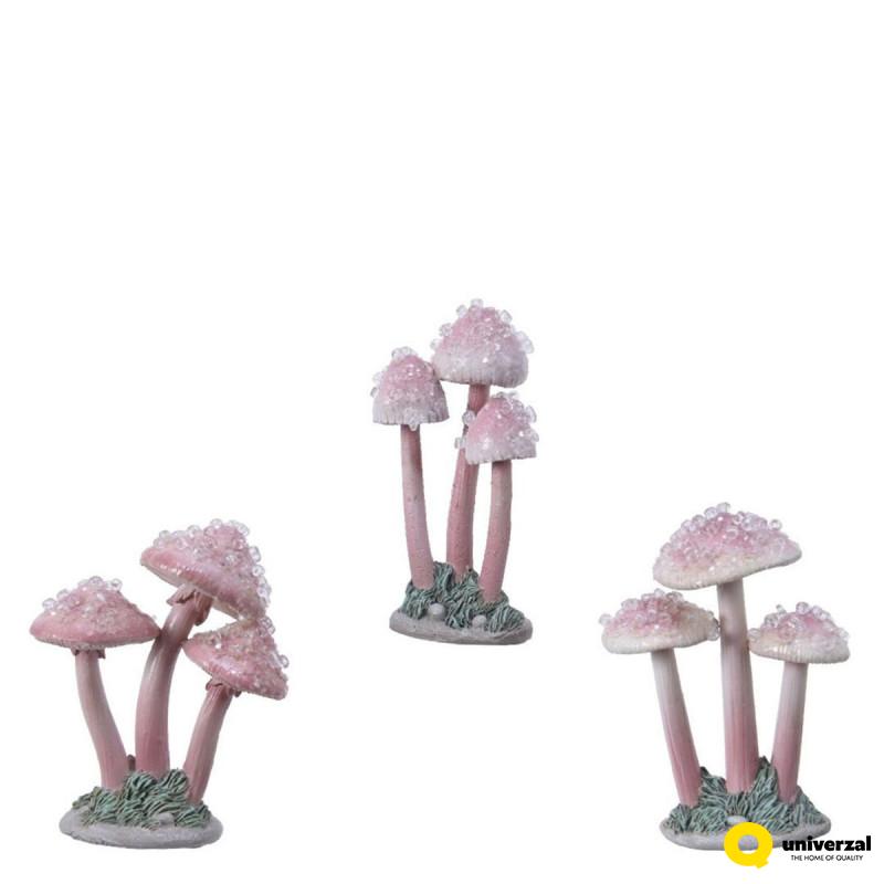 FIGURA UKRASNA PEČURKA 3X6X8.6CM PINK 530448