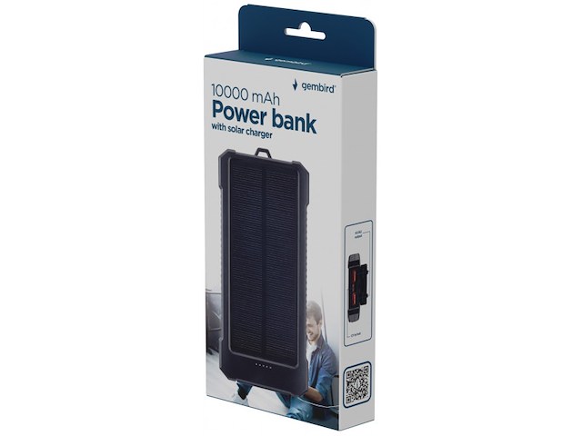 PB10-SOLAR-1 Gembird solar power bank 10000mAh 2xUSB, Type-A, LED