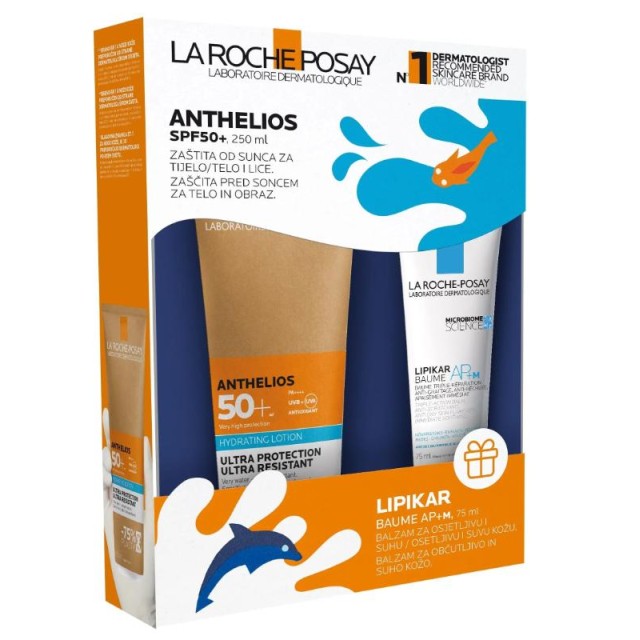 LA ROCHE-POSAY ANTHELIOS MLEKO SPF 50+ 250 ml+ LIPIKAR BAUME AP+m 75 ml PROMO