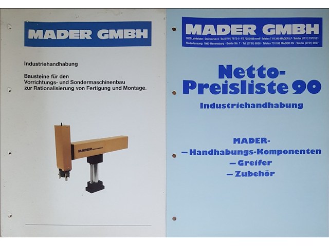 Katalog i Cenovnik `MADER GMBH` Germany