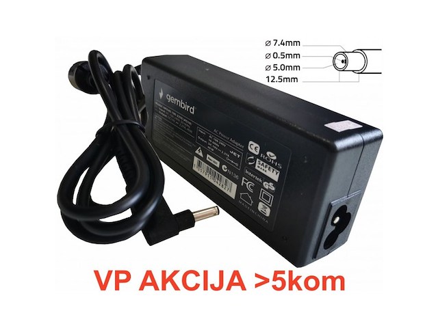 NPA90-195-4620 (DE10) Gembird punjac za laptop 90W-19.5V-4.62A, 7.4x5.0mm black PIN