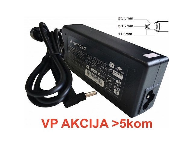 NPA65-190-3420 (AC07) Gembird punjac za laptop 65W-19V-3.42A, 5.5x1.7mm yellow (Alt=AC09)