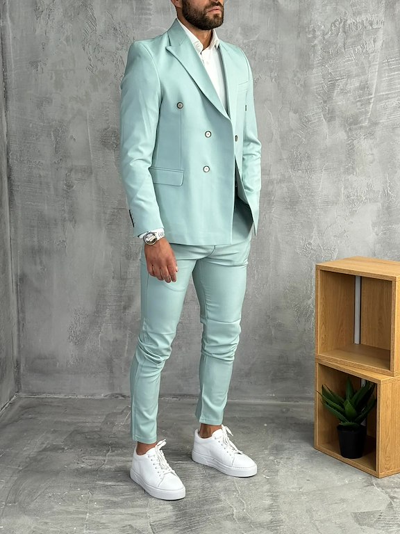 Muško slim fit odelo mint boje