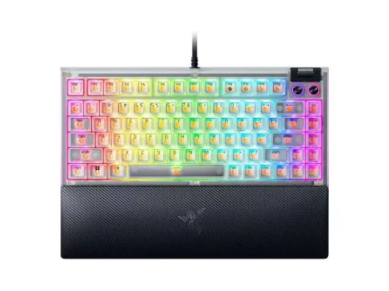 RAZER BLACKWIDOW V4 75% – HOT-SWAPPABLE MECHANICAL GAMING KEYBOARD – PHANTOM WHITE EDITION – US LAYOUT