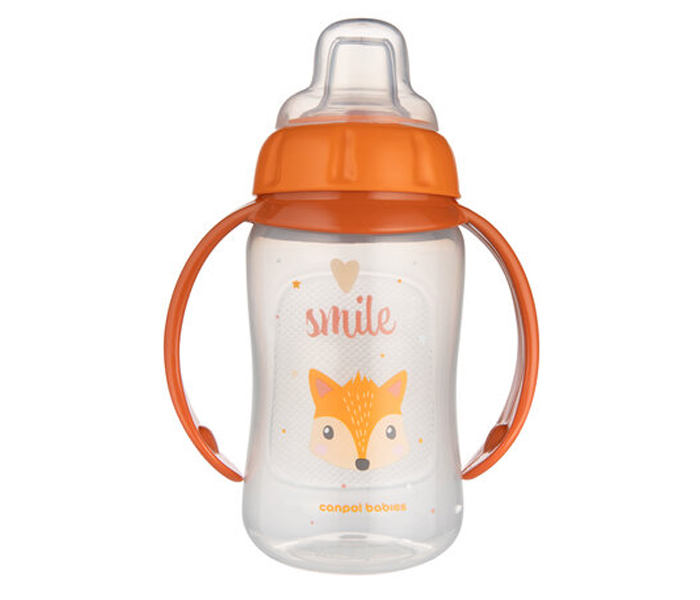 CANPOL BABIES FLASICA/SOLJA SA KLJUNOM I RUCKAMA 56/512 "HAPPY ANIMALS - 320ML ORANGE
