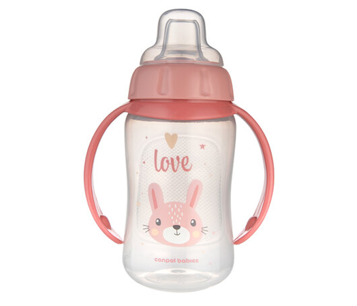 CANPOL BABIES FLASICA/SOLJA SA KLJUNOM I RUCKAMA 56/512 "HAPPY ANIMALS - 320ML PINK