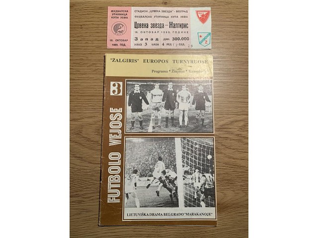 Crvena Zvezda-Zalgiris ulaznica i program 1989 godina
