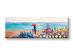 Ručno Oslikana Zidna Slika PLAŽA 1 Deo - 120x40 Cm