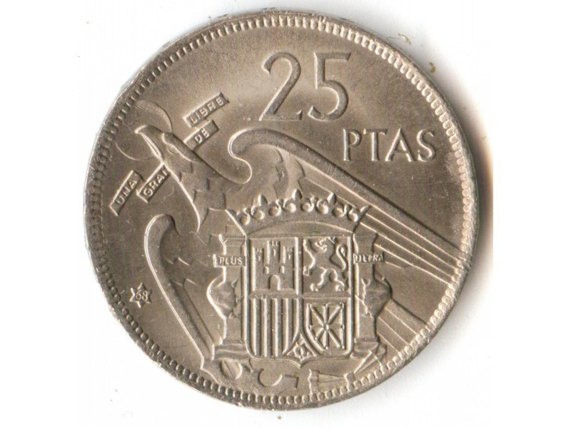 Spanija 25 pesetas 1957 - 1968 UNC