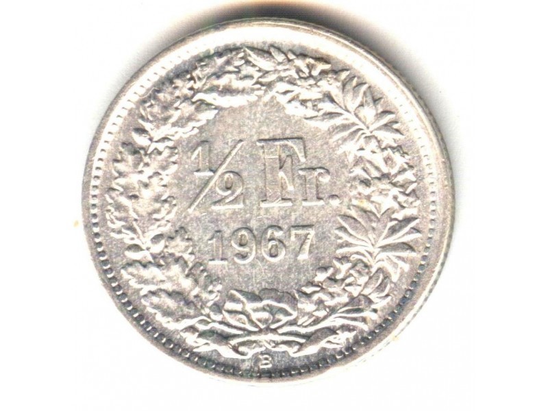 Svajcarska 1-2 franc 1967 aUNC