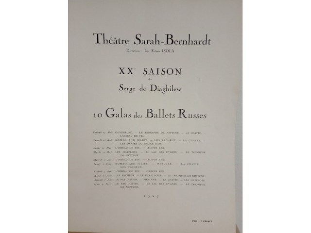 SERGE  DE DIAGHILEW SARAH-BERNHARDT