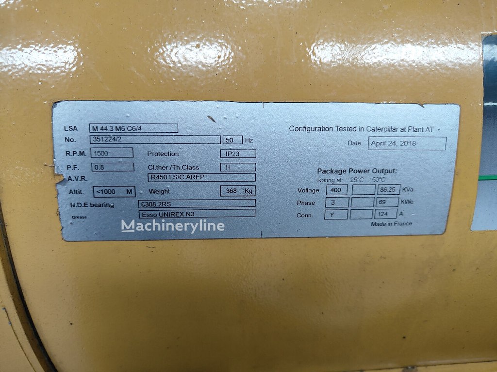 Caterpillar C4.4 S1M GENERATOR 86KVA USED diesel generator