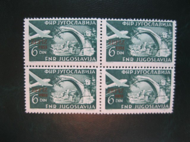 FNRJ 1951., ZEFIZ Avionska sa pretiskom, MNH četverac