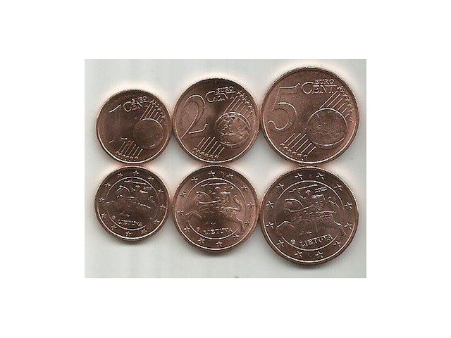 LITVANIJA 1 - 2 - 5 euro cent 2015/22. UNC mini set