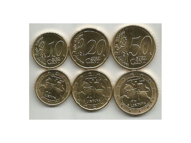 LITVANIJA Lithuania 10 - 20 - 50 euro cent 2015. UNC