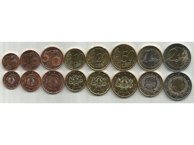 LETONIJA Latvia 2014/19. Kompletan euro set UNC