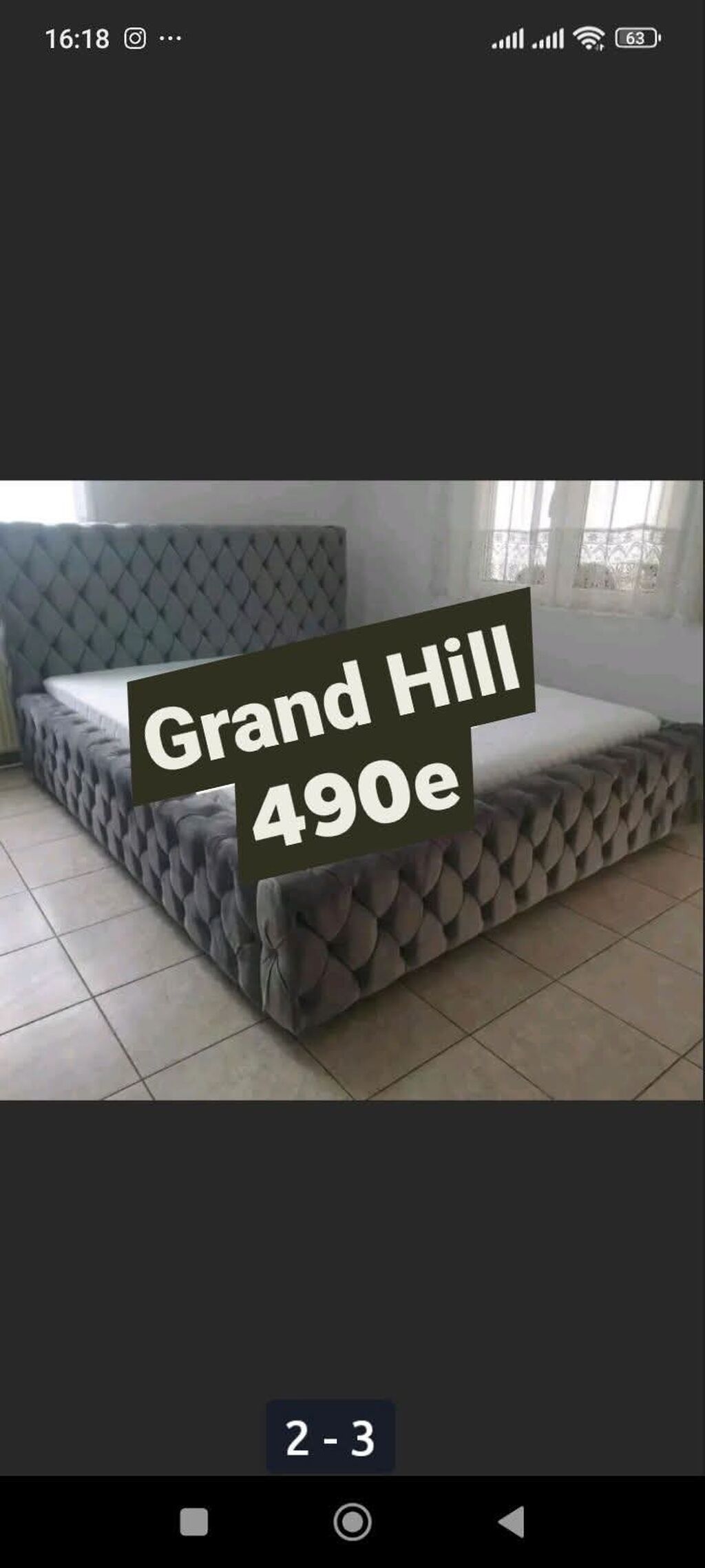 Upholstrovani bračni krevet Grand Hill - Model: Grand Hill - Cena