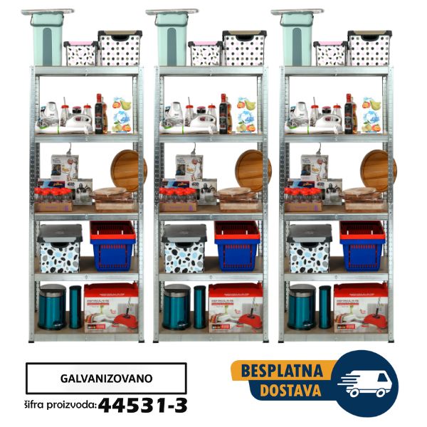 Komplet od tri police 180x90x40cm, 5x175kg galva