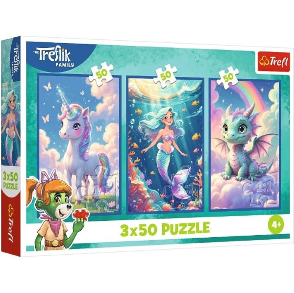 PUZZLE 3X50 JEDNOROG SIRENA ZMAJ